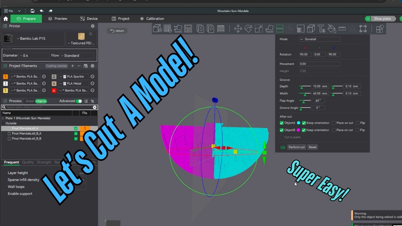 How To Cut A Model In Bambu Studio! - YouTube