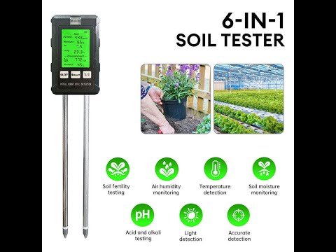 6-in-1 Digital Soil Tester for pH, Moisture, Sunlight, Temp, Humidity & Fertility Monitoring