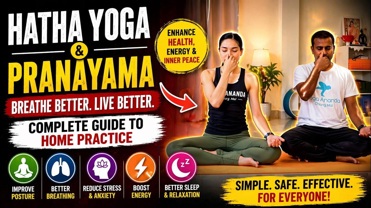 Hatha Yoga & Pranayama (Beginners) - Complete practice at Home - YouTube