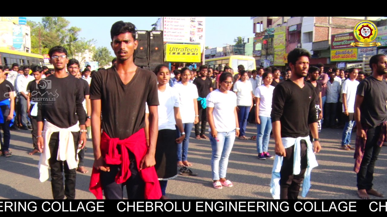 FLASH MOB AT PONNUR BY CHEBROLU ENGINEERING COLLEGE STUDENTS ON ARMY ...
