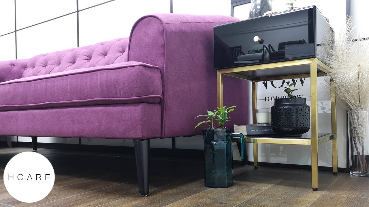 Sofa 1. in light purple fabric, showroom model. - YouTube