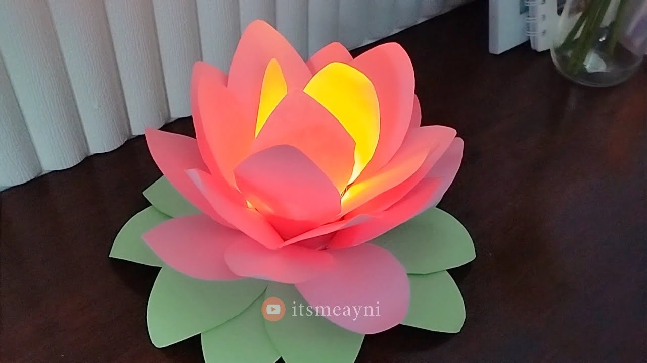 DIY Tutorial Lotus Lamp💡 / Lampu bunga teratai dari kertas /bahan mudah ...