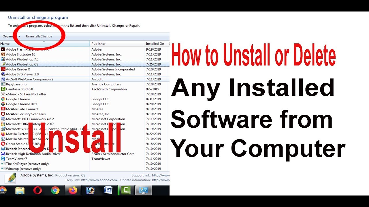 How to Unstall or Delete any Installed Software from your Computer ...