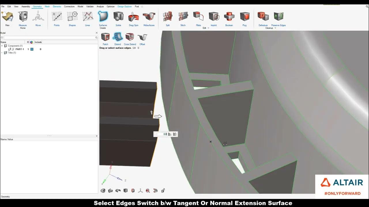 HyperWorks 2021: Geometry Creation, Surface Extend - YouTube