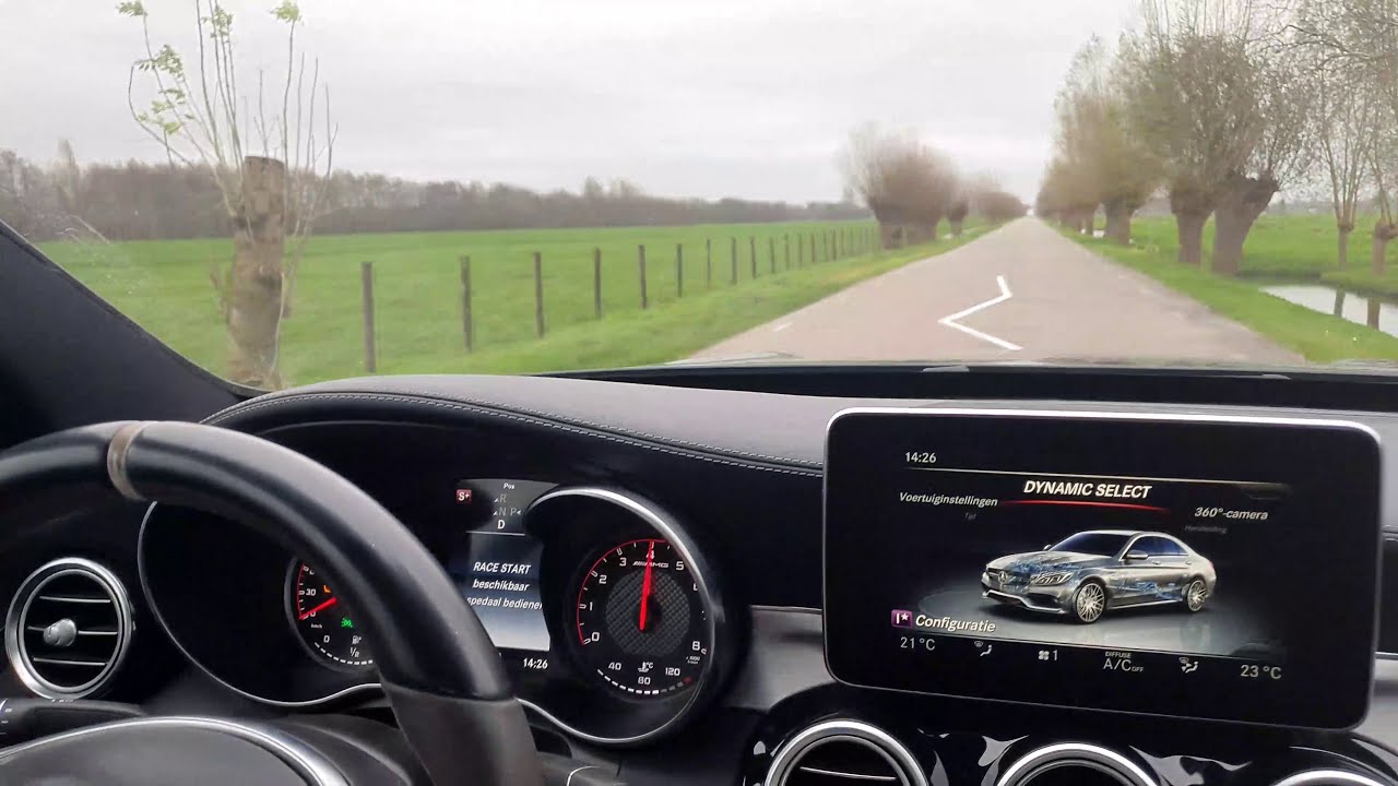 Mercedes C63S AMG activating the Race Start mode - launch control - YouTube