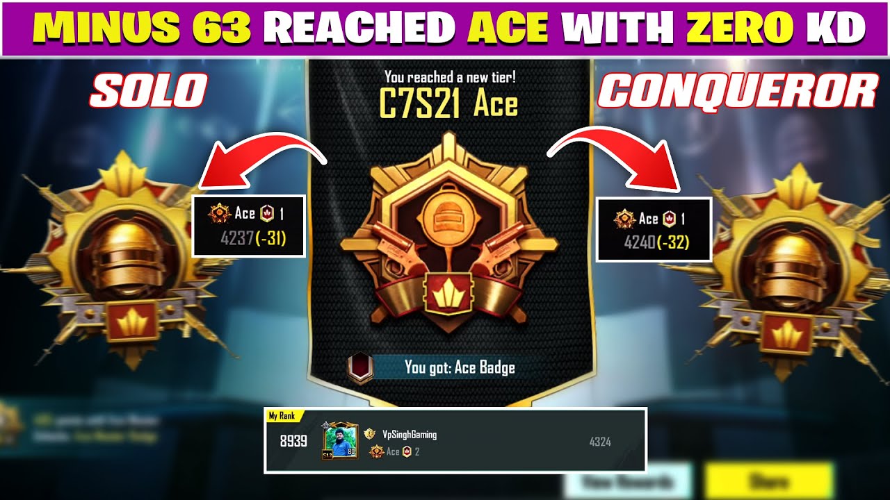 Day 27 | Minus -63 Finally Reached Ace Zero KD Solo Conqueror push # ...