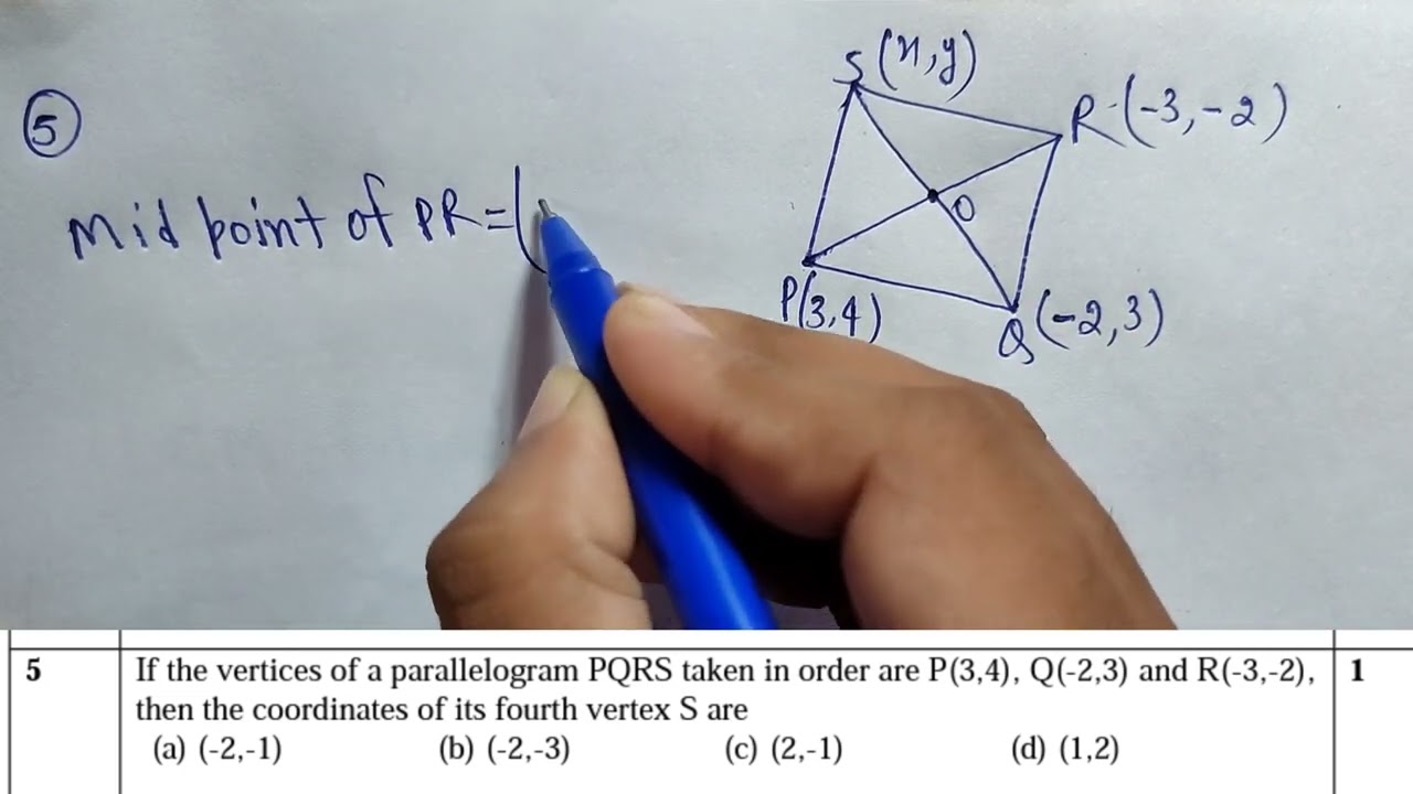 If The Vertices Of A Parallelogram PQRS Taken In Order Are P 3 4 Q 2