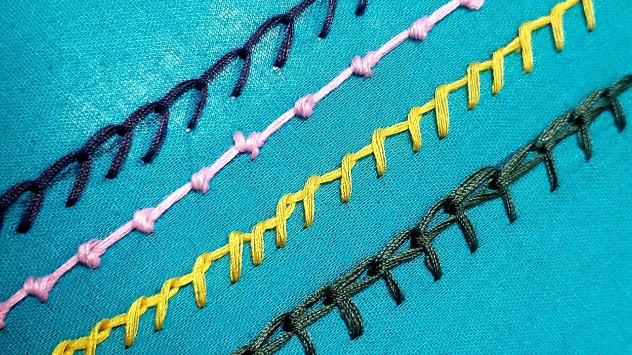 4 easy embroidery stitch tutorial,,, - YouTube