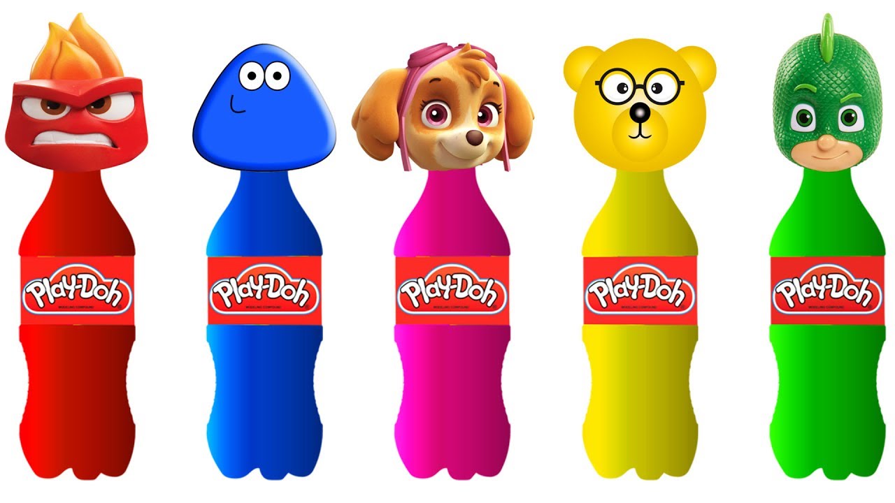 Play-Doh Bottles Anger, Pou, Skye, Bear, Pj Masks Finger Family Colors ...
