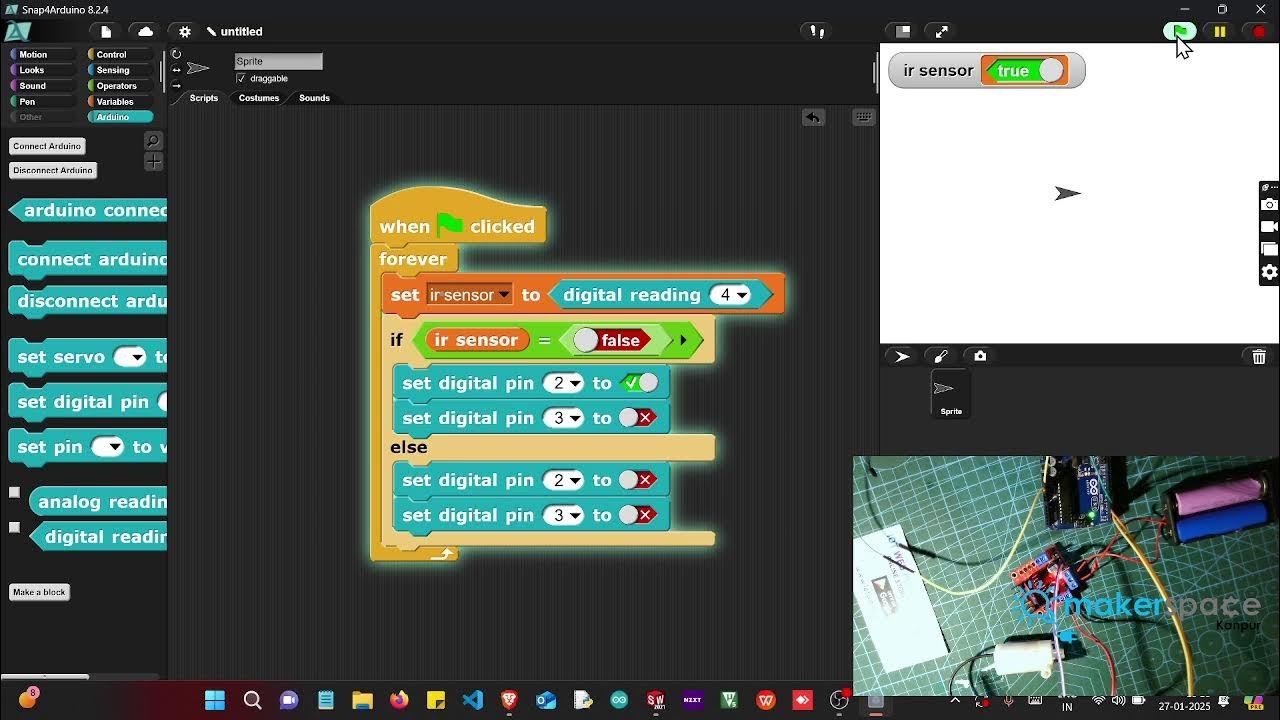 MakerSpaceKanpur Lab Livestream--Automatic Soap Dispensor, Motor Driver , Snap4Arduino - YouTube