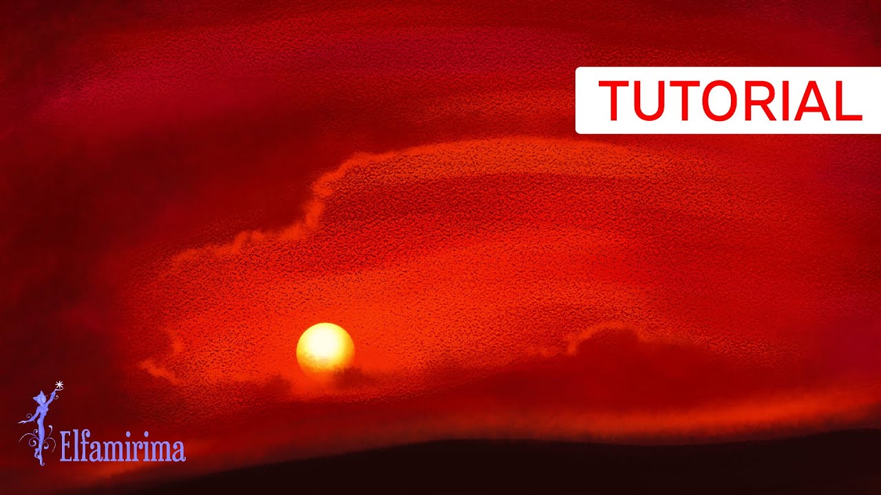 How to draw Evening sun in Krita - Tutorial [Landscape] - YouTube