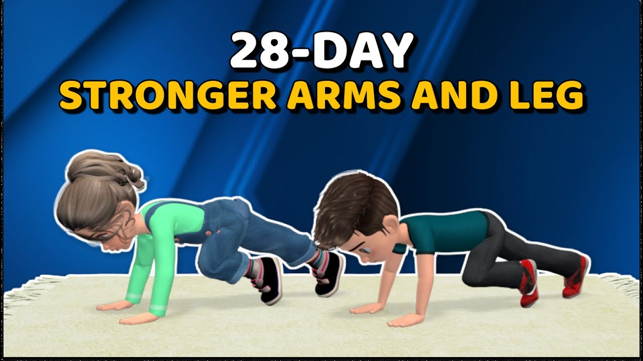 28-DAY WORKOUT FOR KIDS - STRONGER ARMS AND LEGS - YouTube