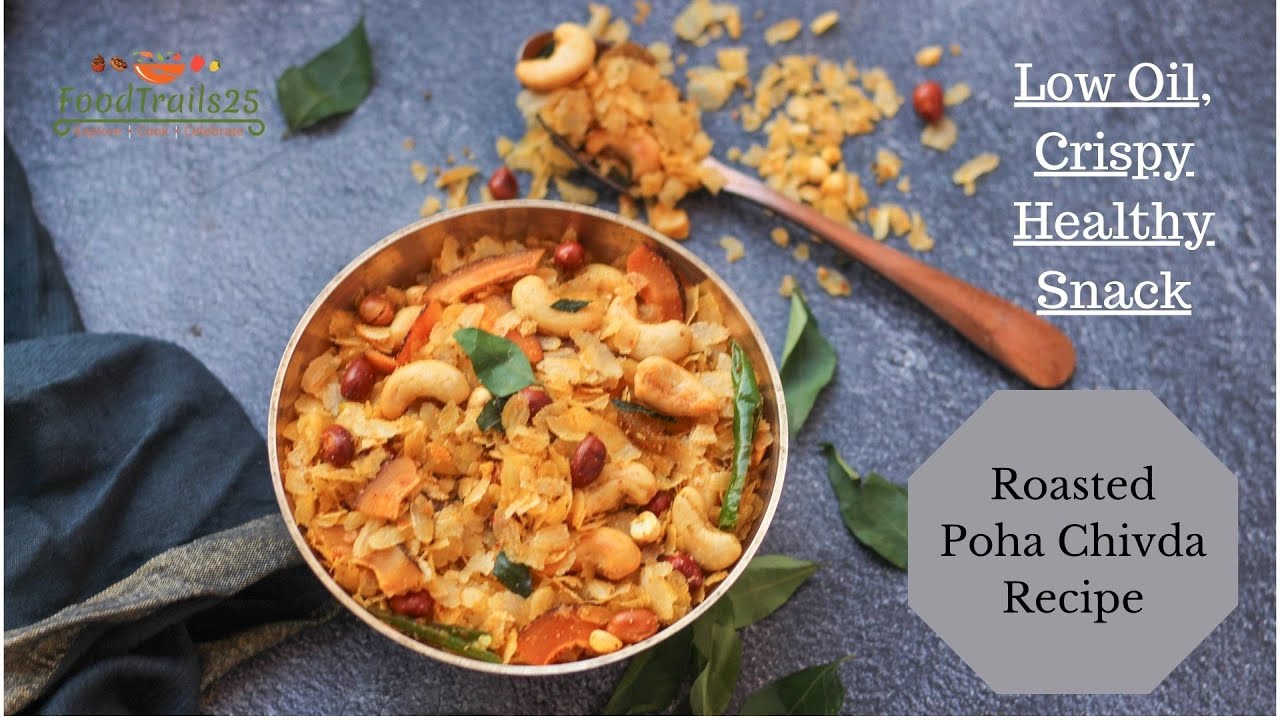 Roasted Poha Chivda/Low Oil Crispy Crunchy Chivda recipe - YouTube