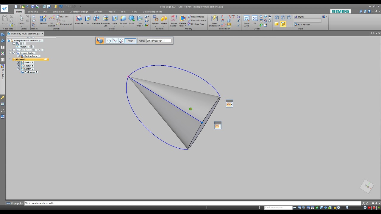 Solid Edge - Loft with guide curves - YouTube