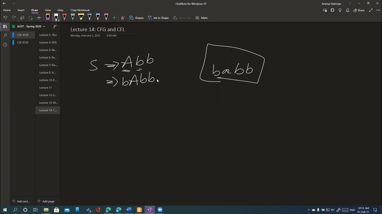 Lecture 14 Cfg And Cfl Youtube