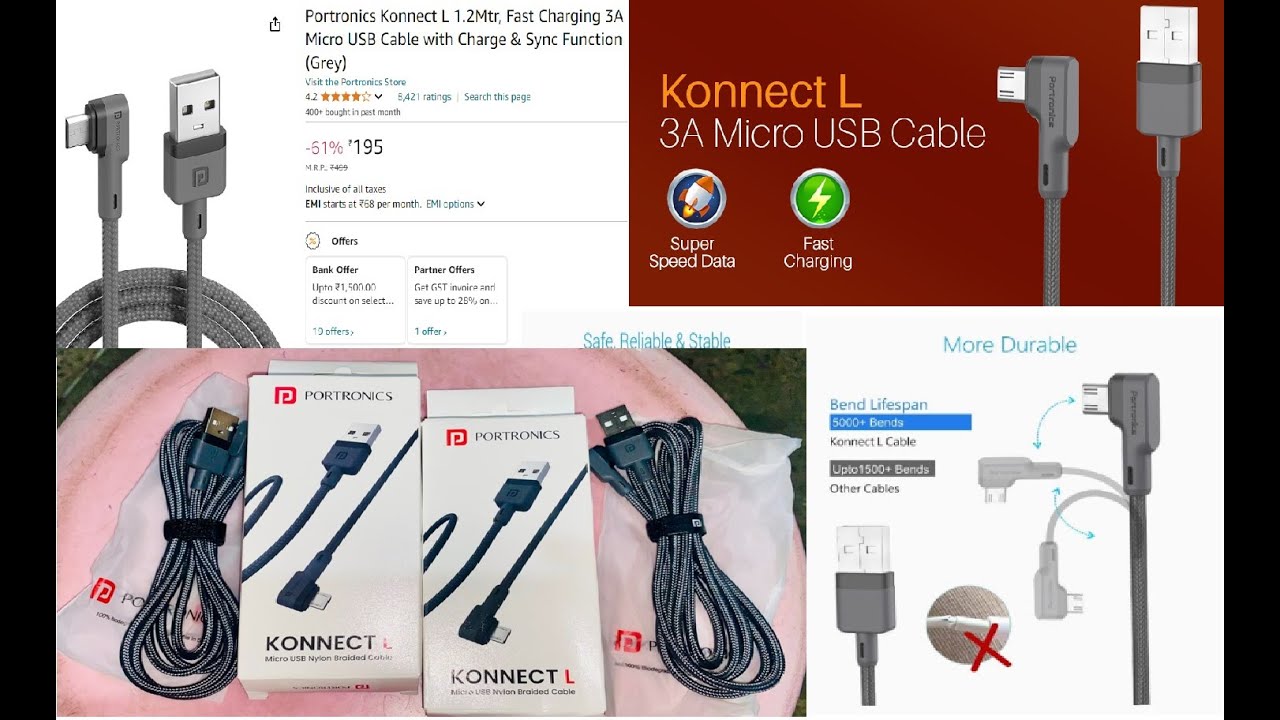 portronics cable unboxing and review | portronics fast charging cable ...