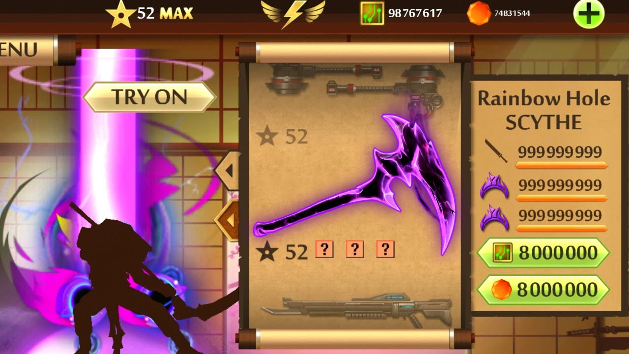 Shadow Fight 2 The Most Powerful Rainbow Hole Scythe | Master Gamer ...
