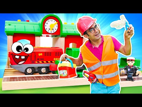 Okul öncesi çocuklar için Nail Baba ile tren oyunları! Brio oyuncakları ile çocuk videoları