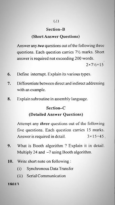 B.C.A 3rd semester paper 2019 "Computer Architecture and assembly language" #ccsu #bca #paper ...