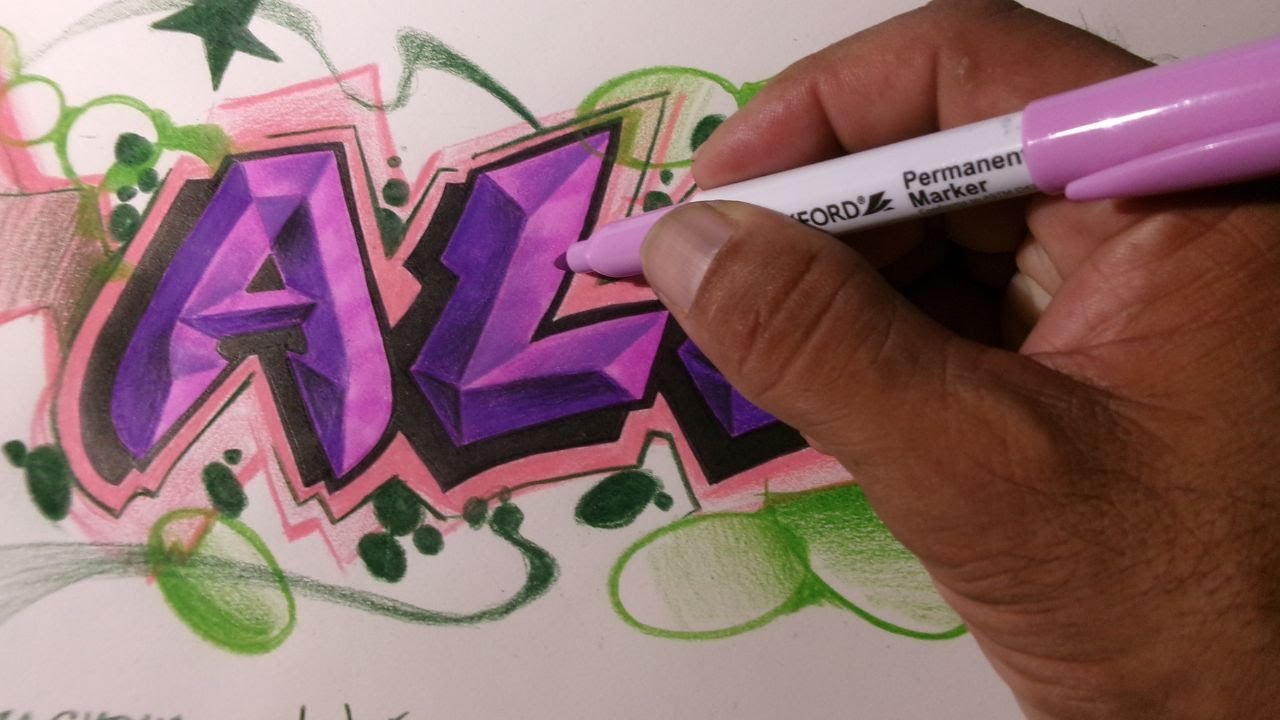HOW TO DRAW BEVEL GRAFFITI LETTERS TUTORIAL ALLEN NAME - YouTube