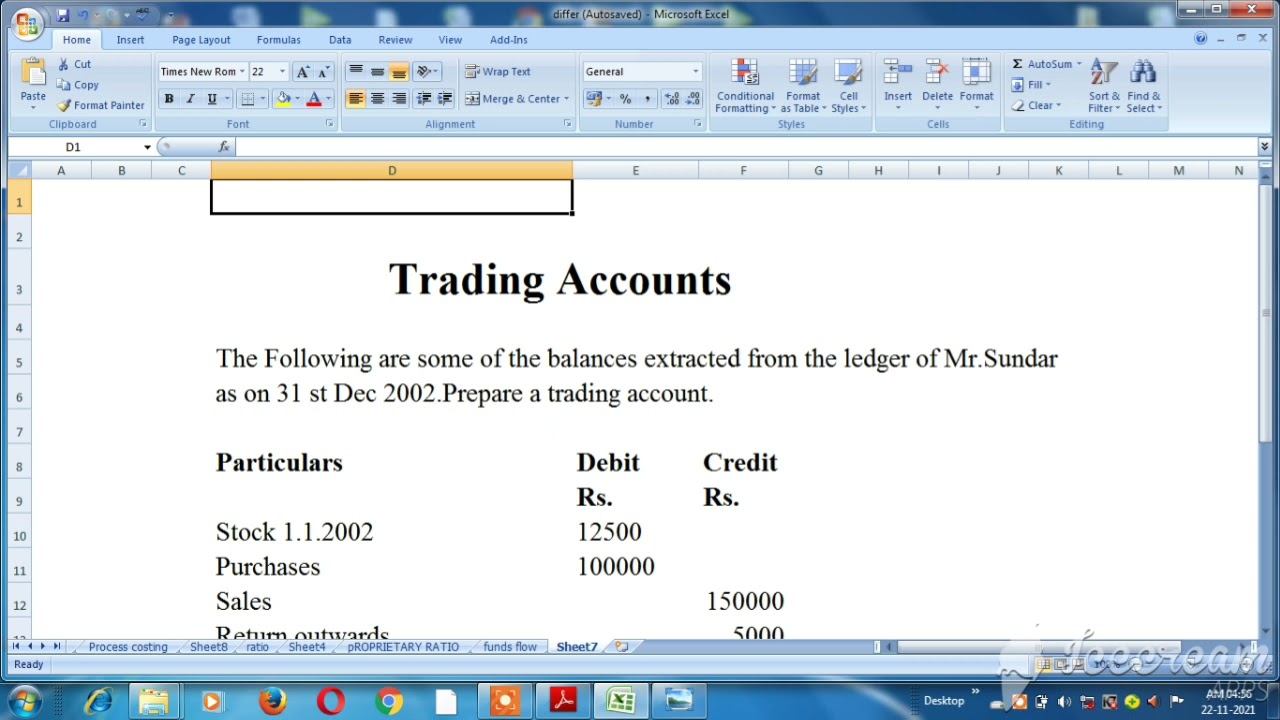 Trading accounts format and sums Explain in Tamil | Final Accounts ...