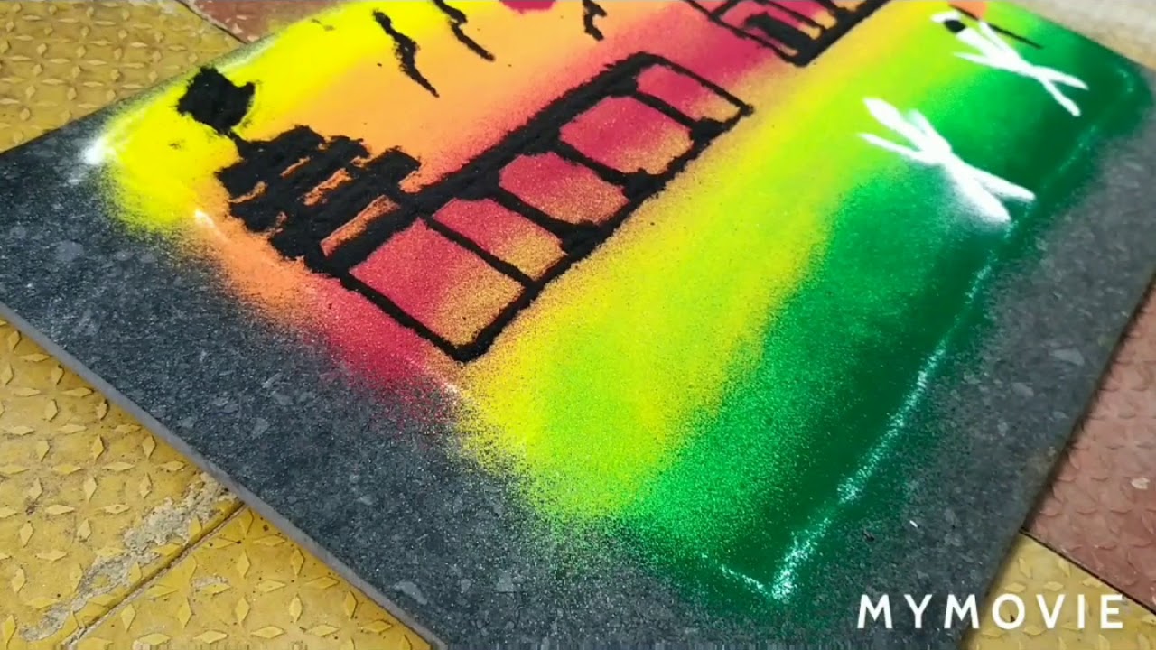 Beautiful scenery rangoli Design - YouTube