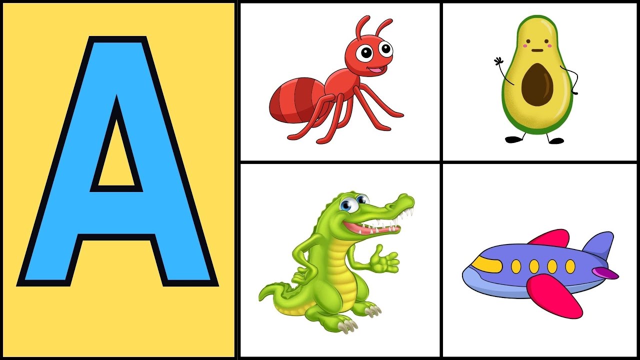 ABCD words for kids | each letter 4 words - YouTube