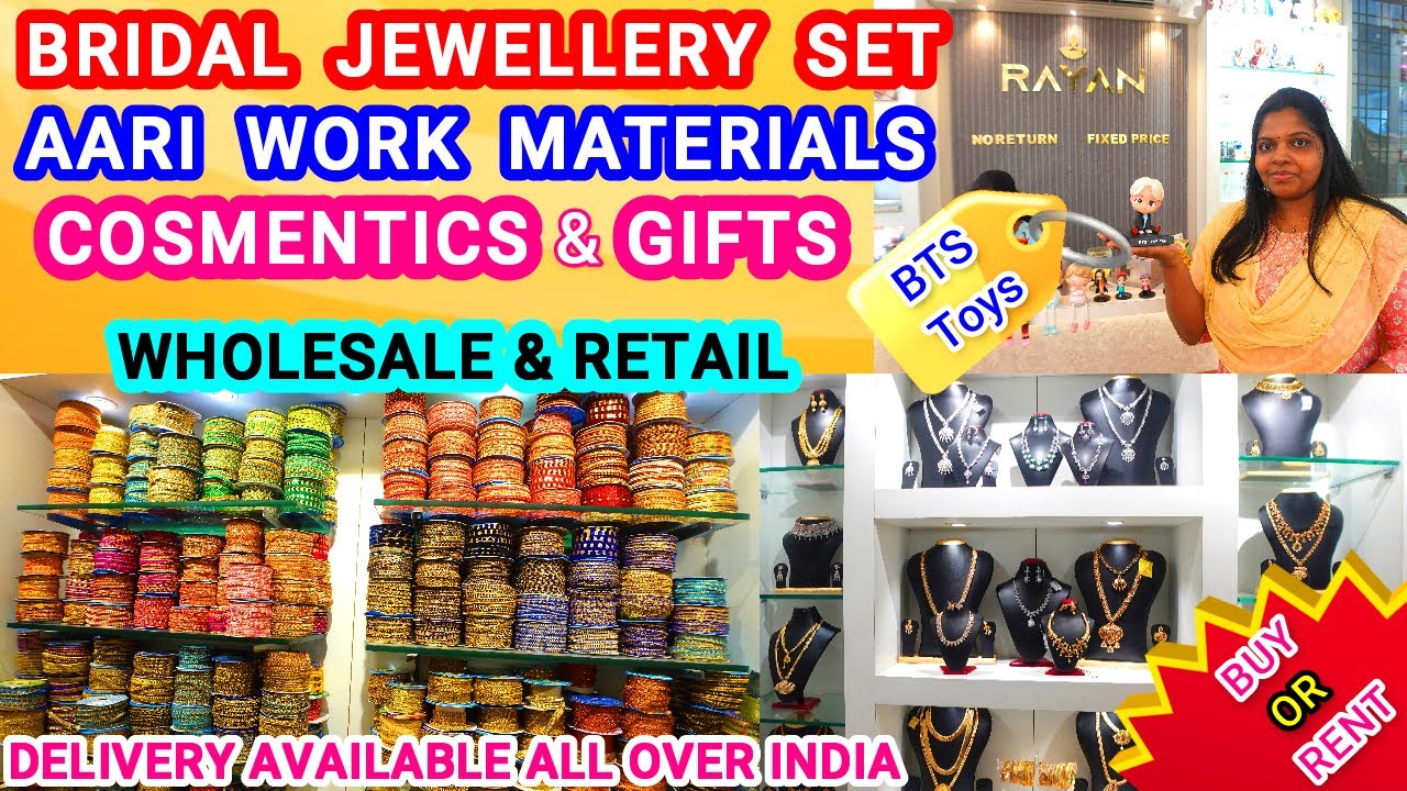 AARI WORK MATERIALS Shop In Nagercoil || Bridal Jewellery for Rent in ...
