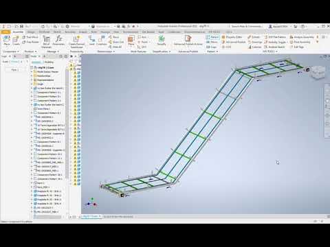 Angled Pattern Inventor / angle Rectangular pattern / parameters - YouTube