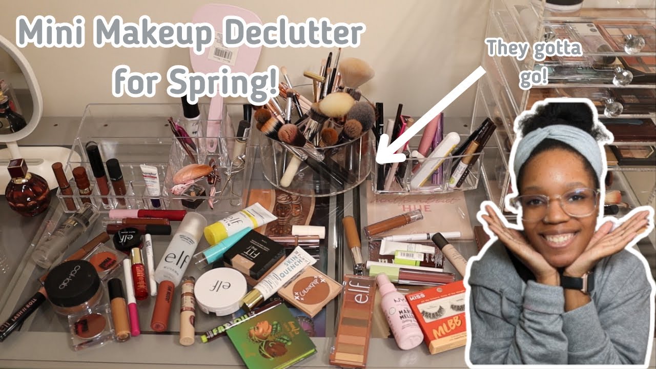 Let's Do A Mini MAKEUP DECLUTTER for Spring!🗑️🚮🤩 - YouTube