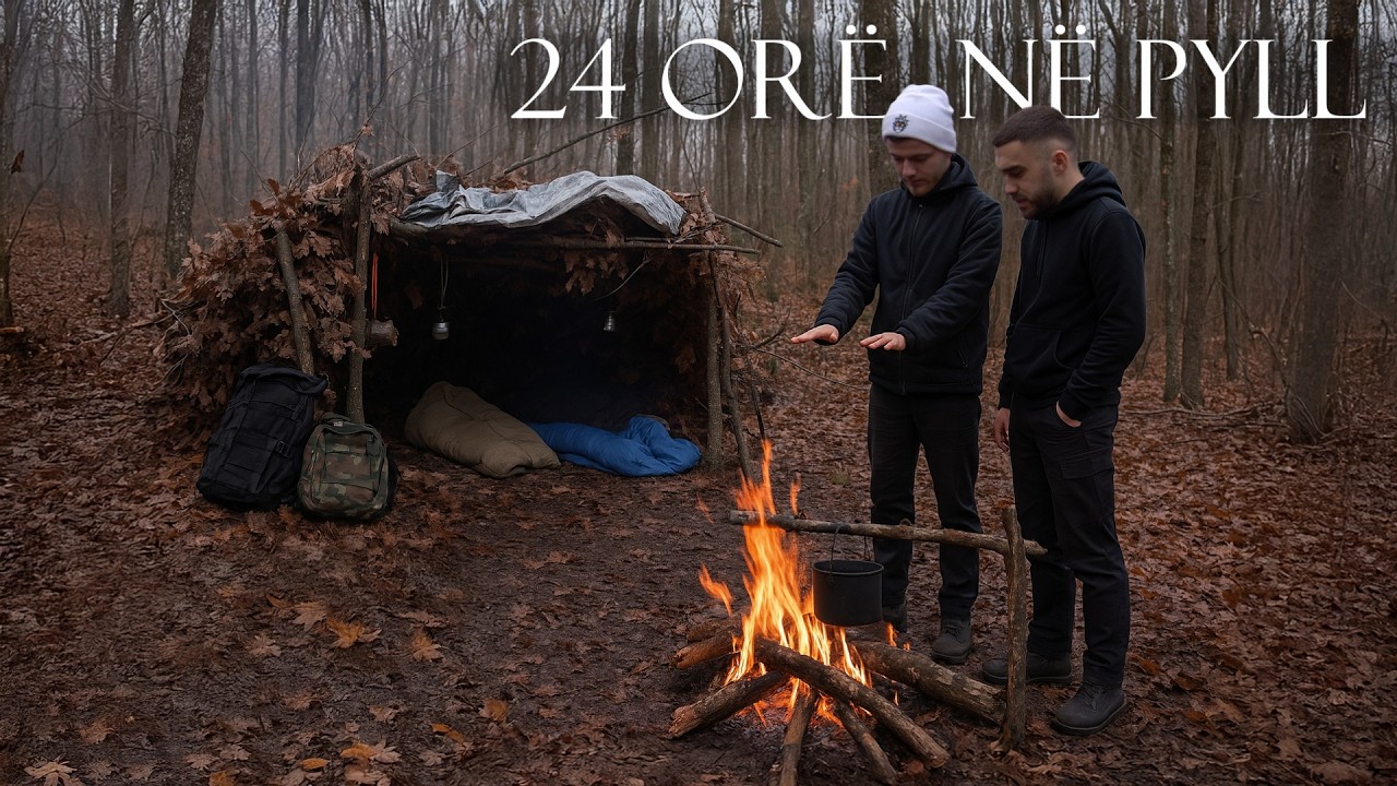 24 Orë në Pyll - Ndërtimi i Strehës prej Druri | Dyshja n'Natyrë - YouTube