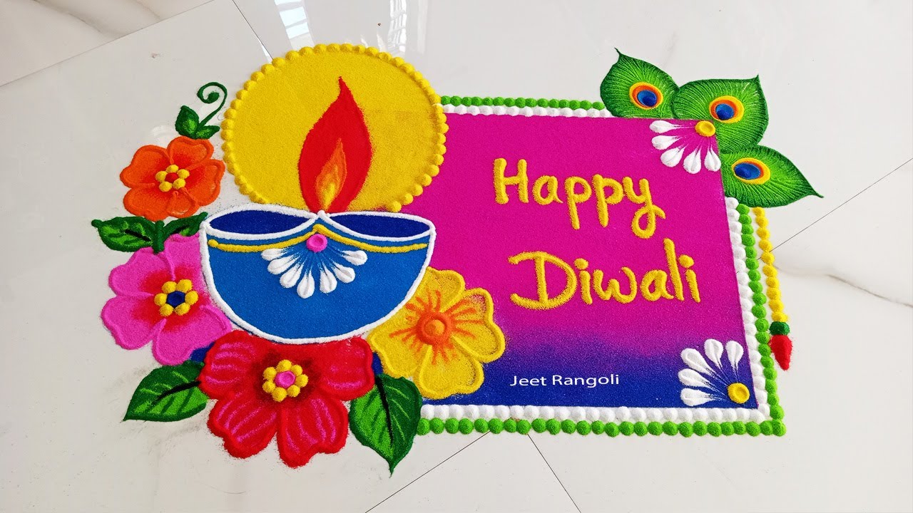 Small , easy and attractive diwali rangoli for appartment. easy diwali ...