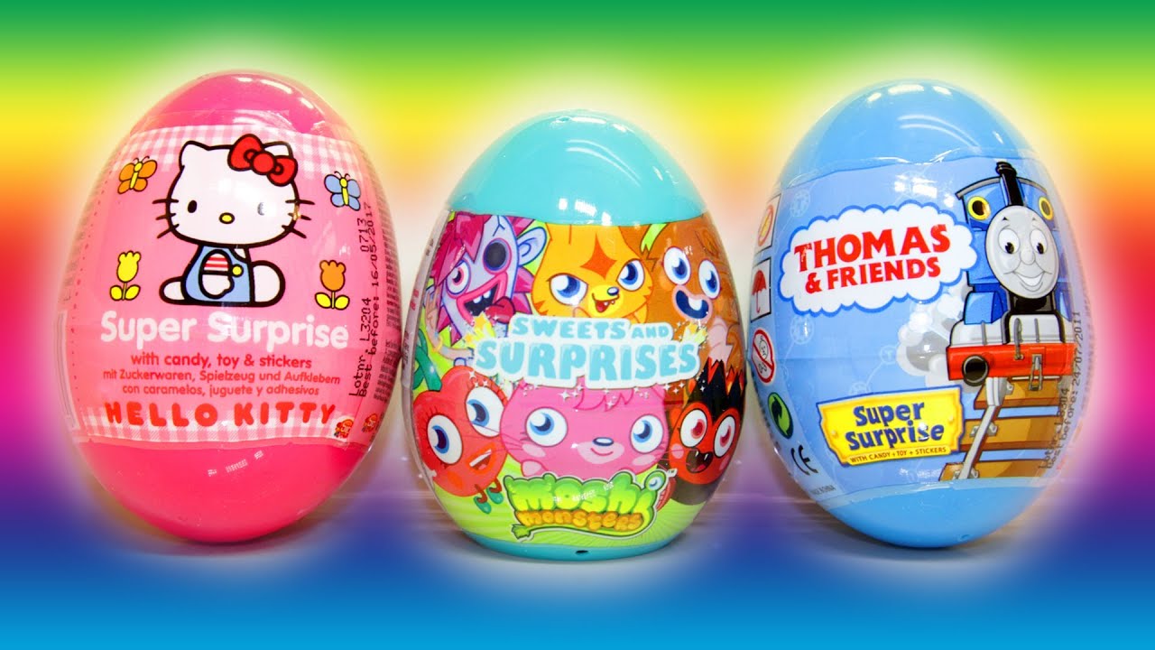 Surprise Eggs Hello Kitty Moshi Monsters Thomas and Friends - YouTube