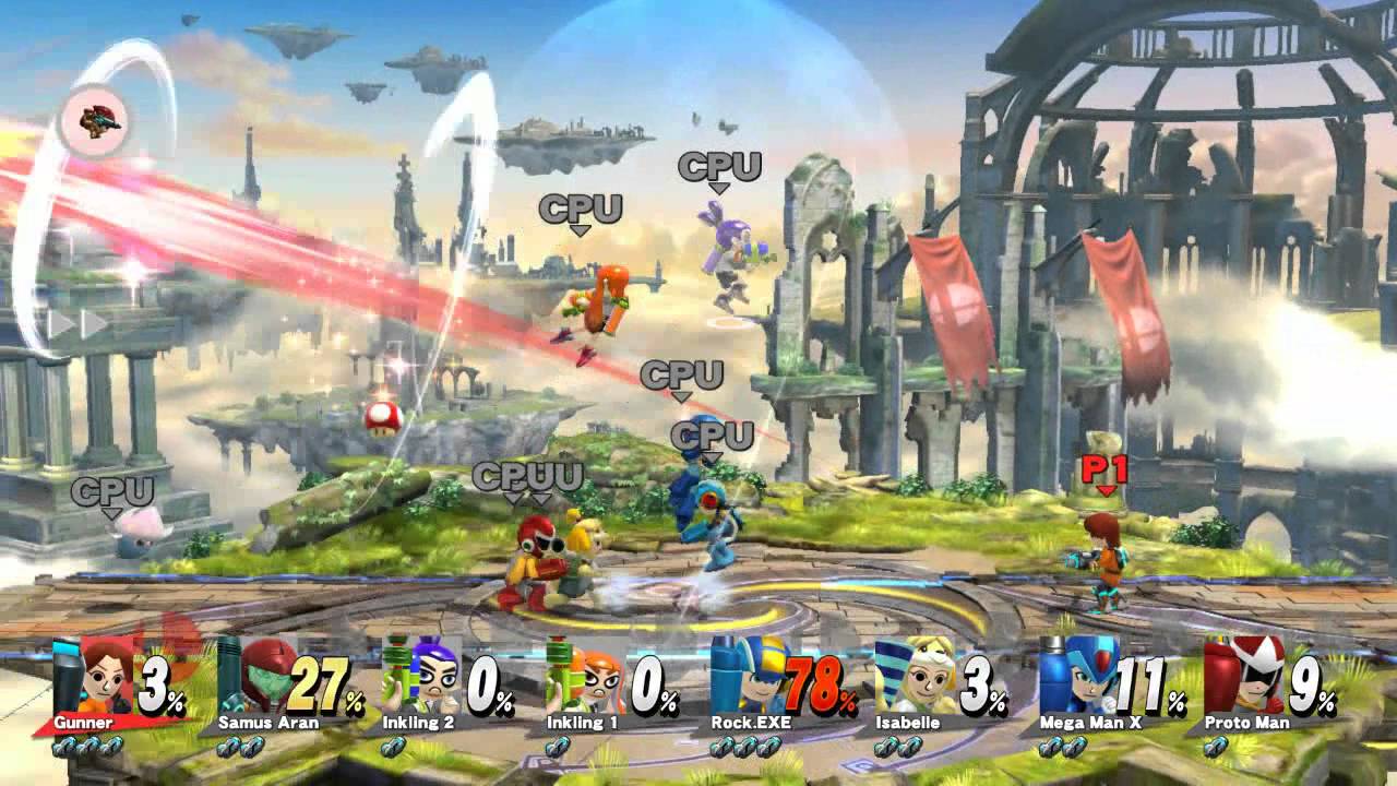 SSB4 - Big Battlefield - 8 Player Smash - Stock - Omega Mode - Mii ...
