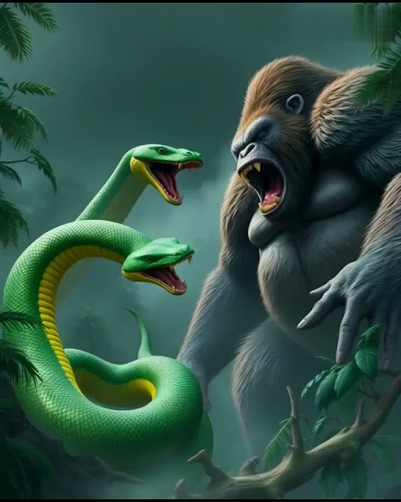 "Epic Showdown: Python vs. King Kong - Who Will Win ? #jungle #ai # ...