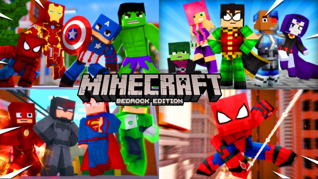 MELHOR ADDON SUPER HERPOIS MINECRAFT PE! MCPE SUPER HEROES ADDON! MARVEL, DC, VINGADORES E MAIS ...