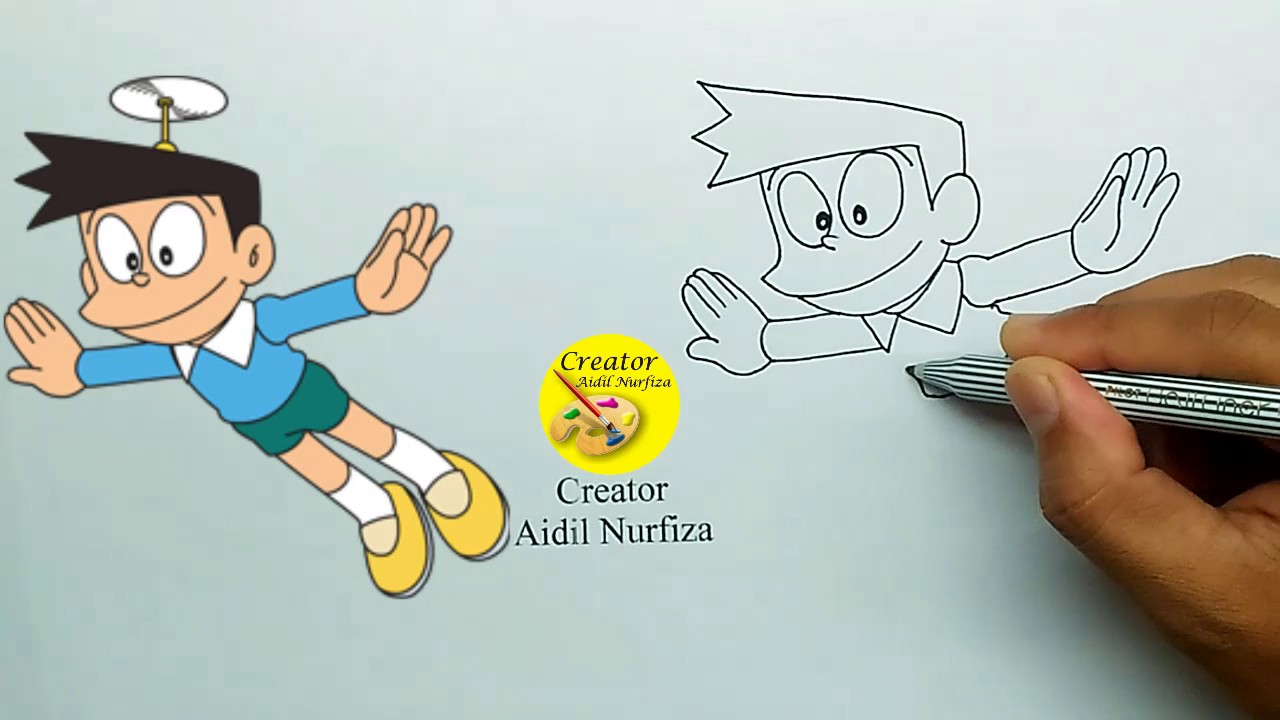 Drawing Suneo Flying from Doraemon Movie - YouTube