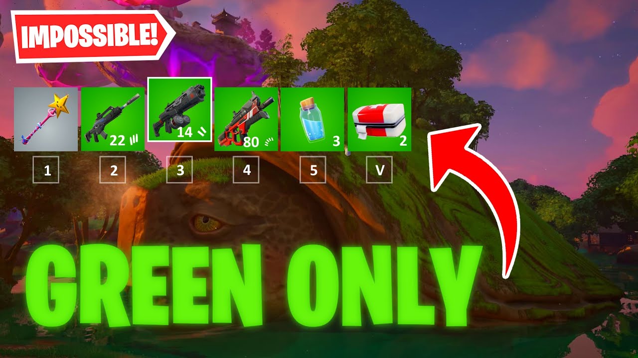 I tried the GREEN ONLY CHALLENGE in Fortnite Chapter 6... - YouTube