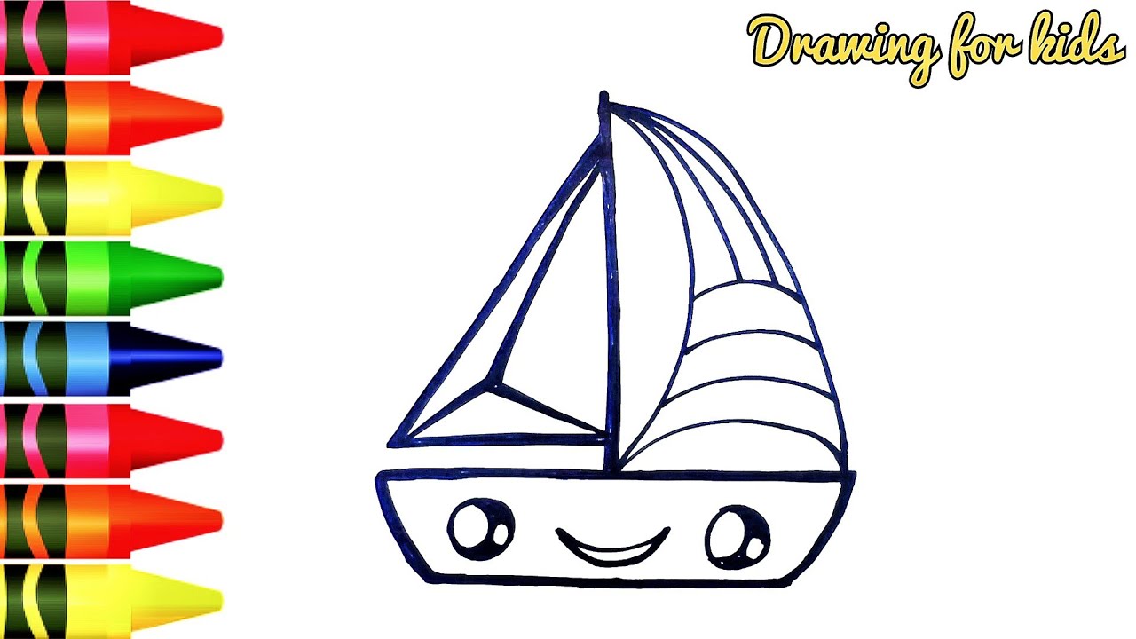 HOW TO DRAW A CUTE BOAT, STEP BY STEP CUTE BOAT DRAWING #boat # ...
