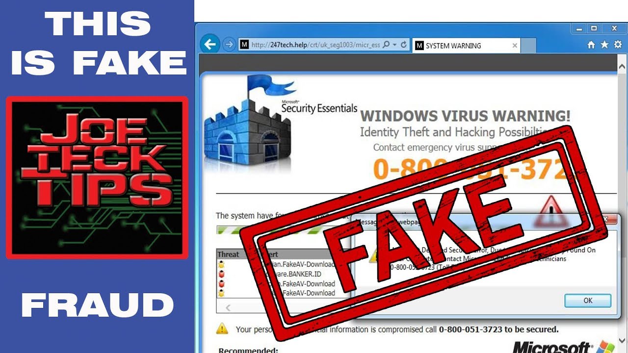 Fake VIRUS Warning Fraud 247 support ALERT! | JoeteckTips - YouTube