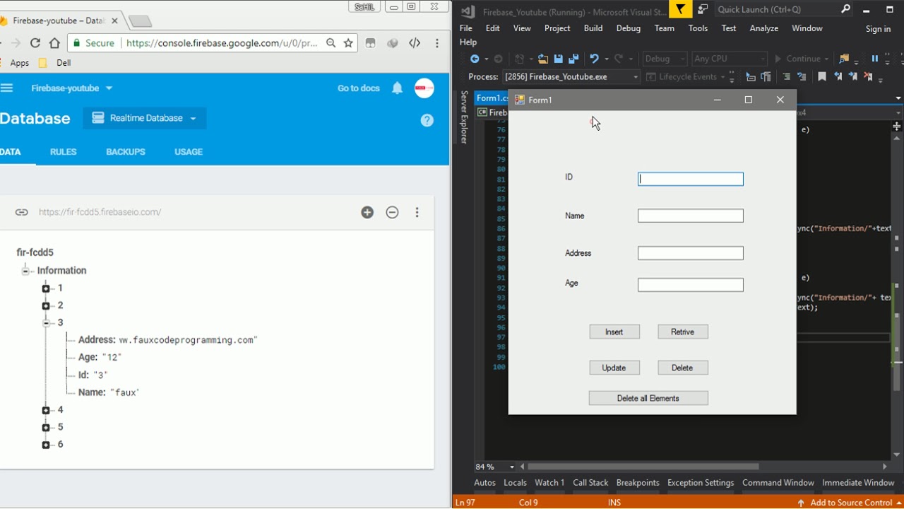C# Application to Firebase Database | Delete Single and Multiple Record ...