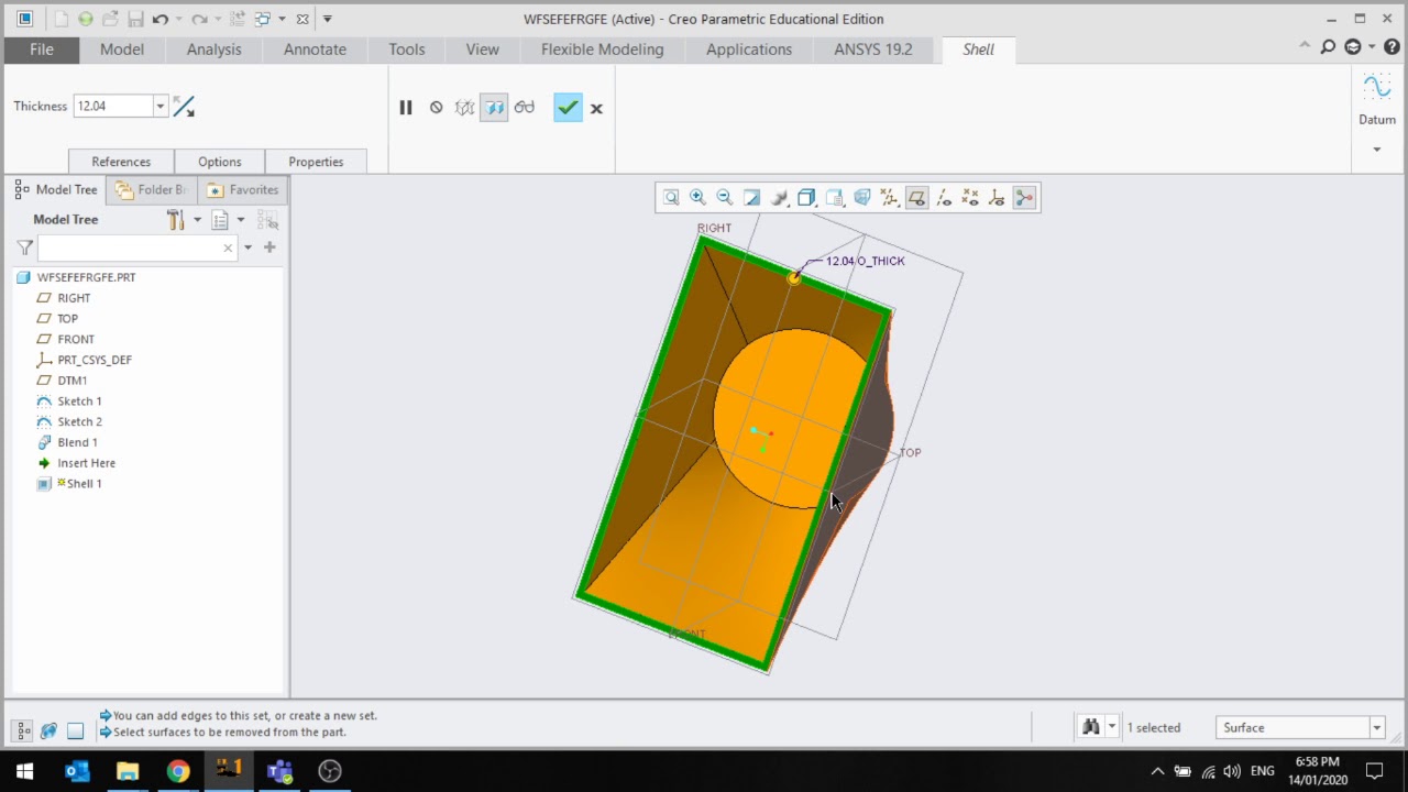 Shell | Creo tutorial - YouTube