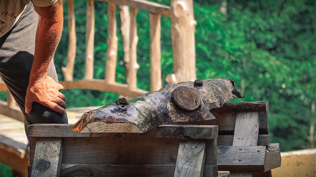 OFF GRID CABIN SLAB WOOD SIDING | LOG WALKWAY, RAISED BED GARDEN ...