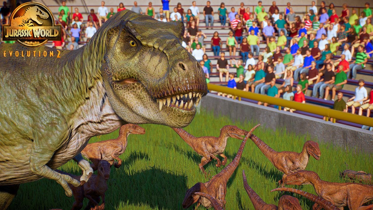 NEW MOD TREX PADDOCK - TREX vs 100 RAPTORS IN JURASSIC WORLD EVOLUTION ...