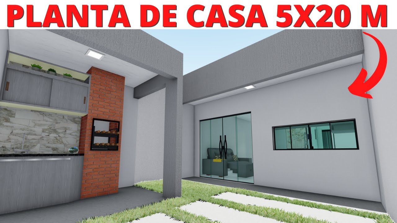 PLANTA DE CASA 5X20 METROS COM 03 QUARTOS E ÁREA GOURMET! - YouTube