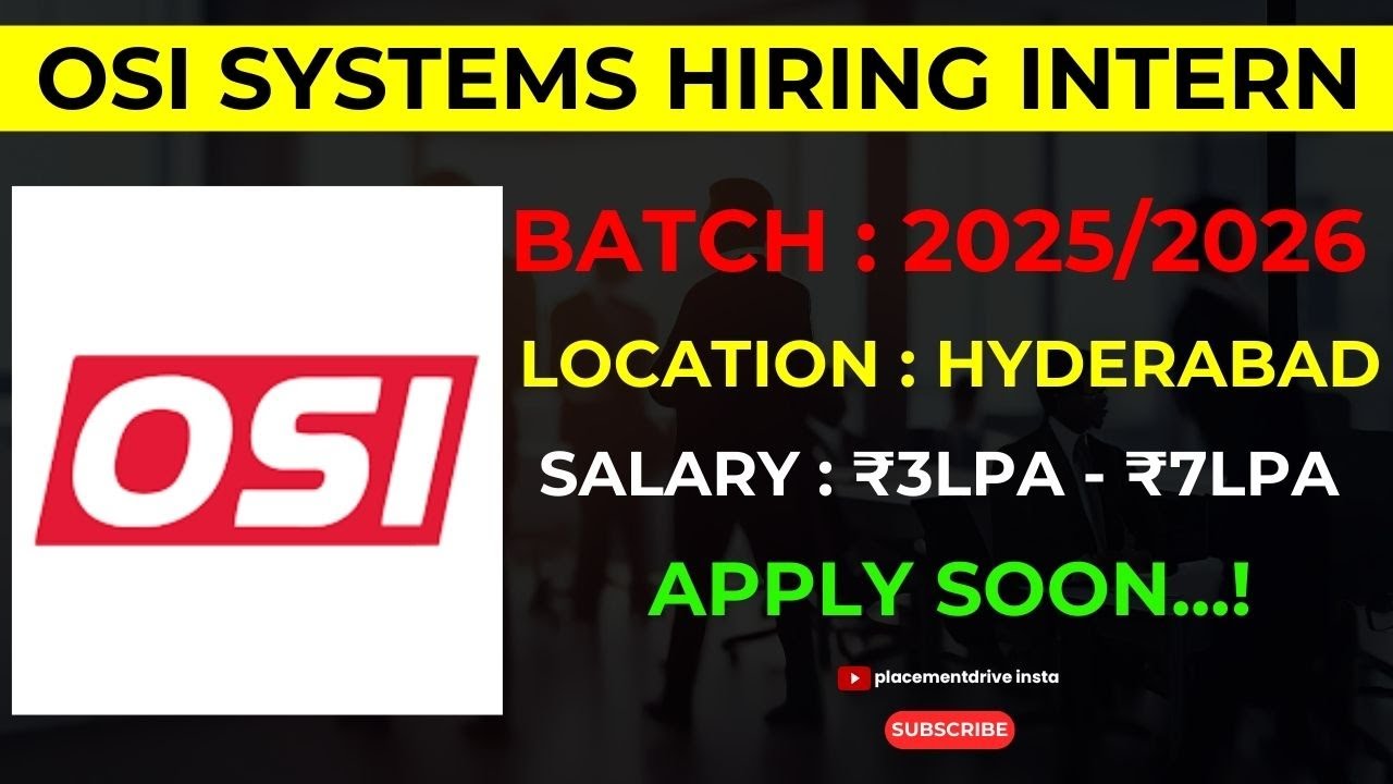 Manual Testing Internship at OSI Systems in Hyderabad | Job Overview ...