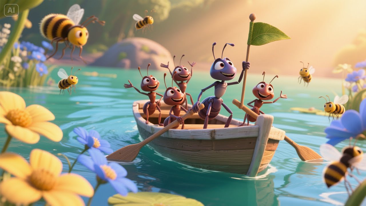 Ants on a Leaf Boat | Nursery Rhymes for Kids | Tiny Adventure Song ...
