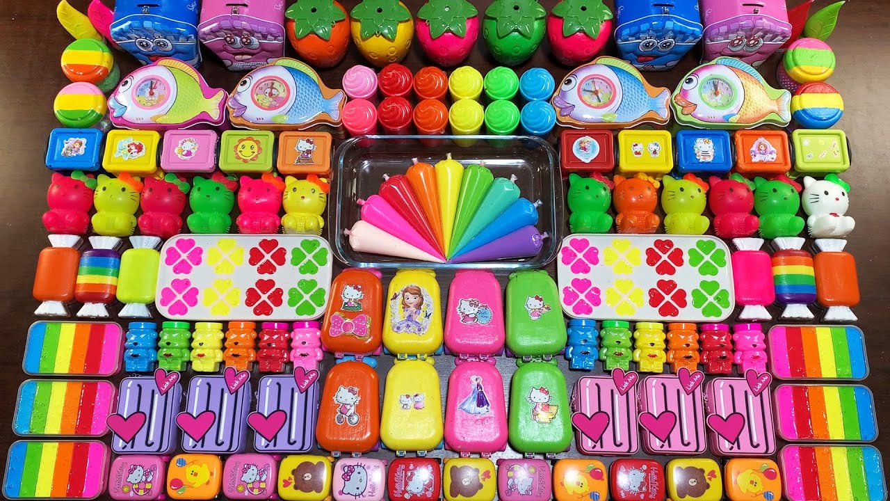 CLAY COLOR PIPING BAG AND GLITTER ! Mixing Random Things Into Slime #4016 - YouTube