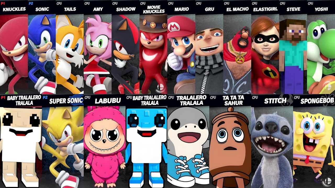 Sonic vs Mario vs Yoshi vs Brainrot vs Stitch vs Labubu vs Tralalero ...