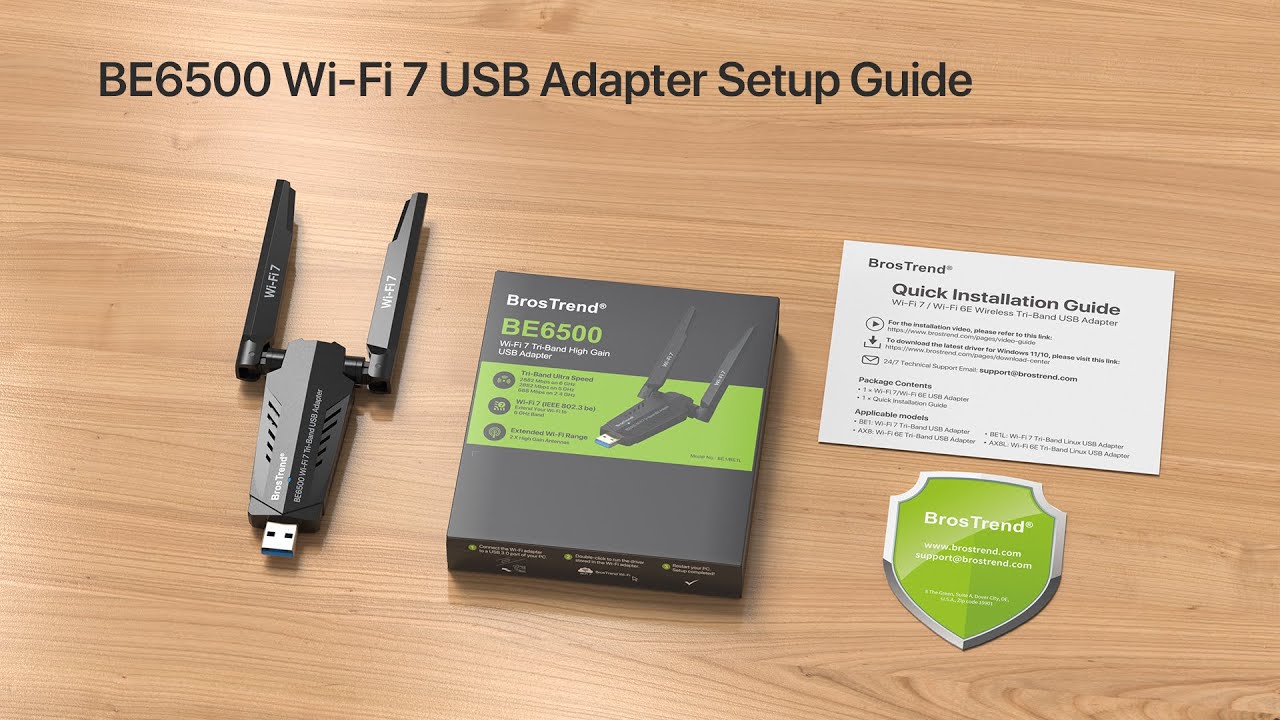 BrosTrend BE6500 Wi-Fi 7 USB Adapter Setup Guide - YouTube
